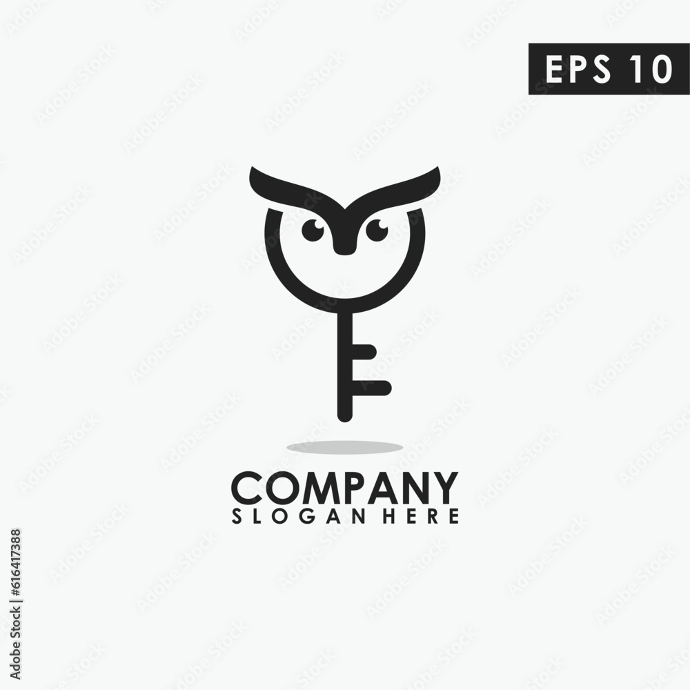 Owl With Key Logo Design. Owl With Key Logo Template. Modern Design ...