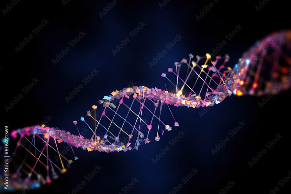 Artificial DNA molecule, artificial intelligence, colorful spiral. DNA ...