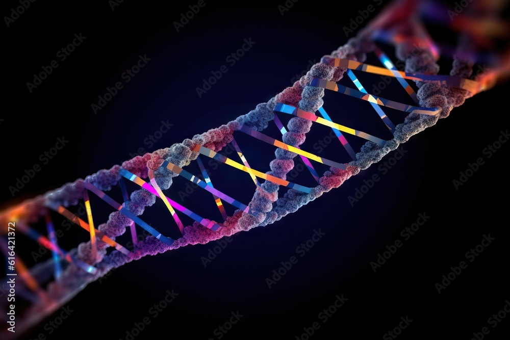Artificial DNA molecule, artificial intelligence, colorful spiral. DNA ...