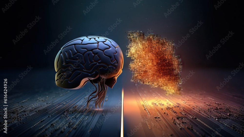 Human intelligence vs artificial intelligence. Face to face. Machine vs ...