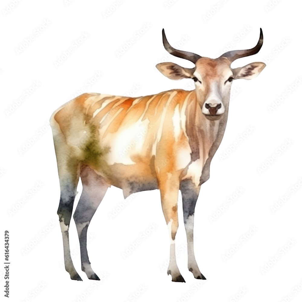 cow watercolor isolated on transparent background cutout Stock ...