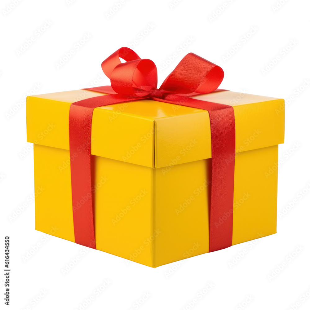 yellow gift box isolated on transparent background cutout Stock ...