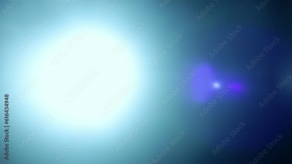 Transition through Real light lens flare into anamorphic lens, blue ...