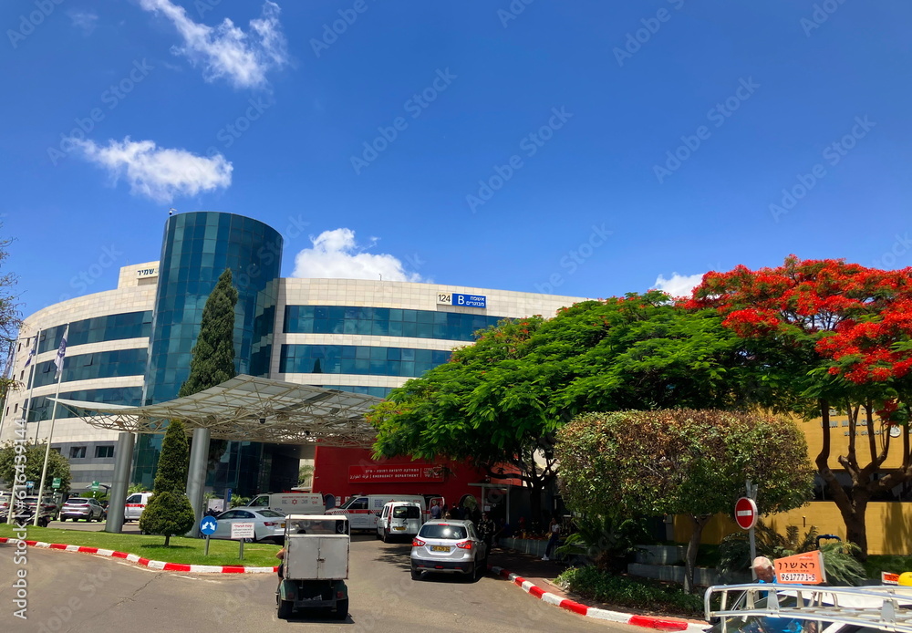 ISRAEL Shamir Medical Center Facade of an Israeli hospital. TRANSLATED ...