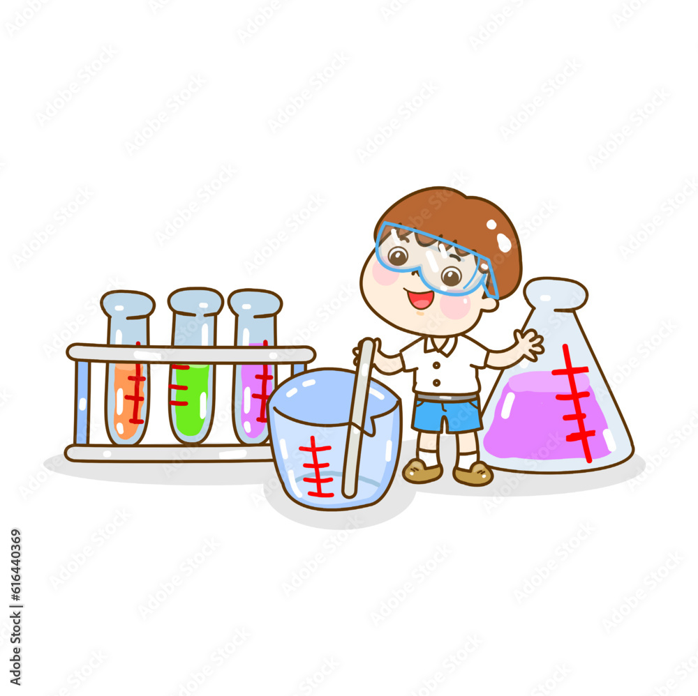 Cartoon kids learning science classroom. Stock Vector | Adobe Stock