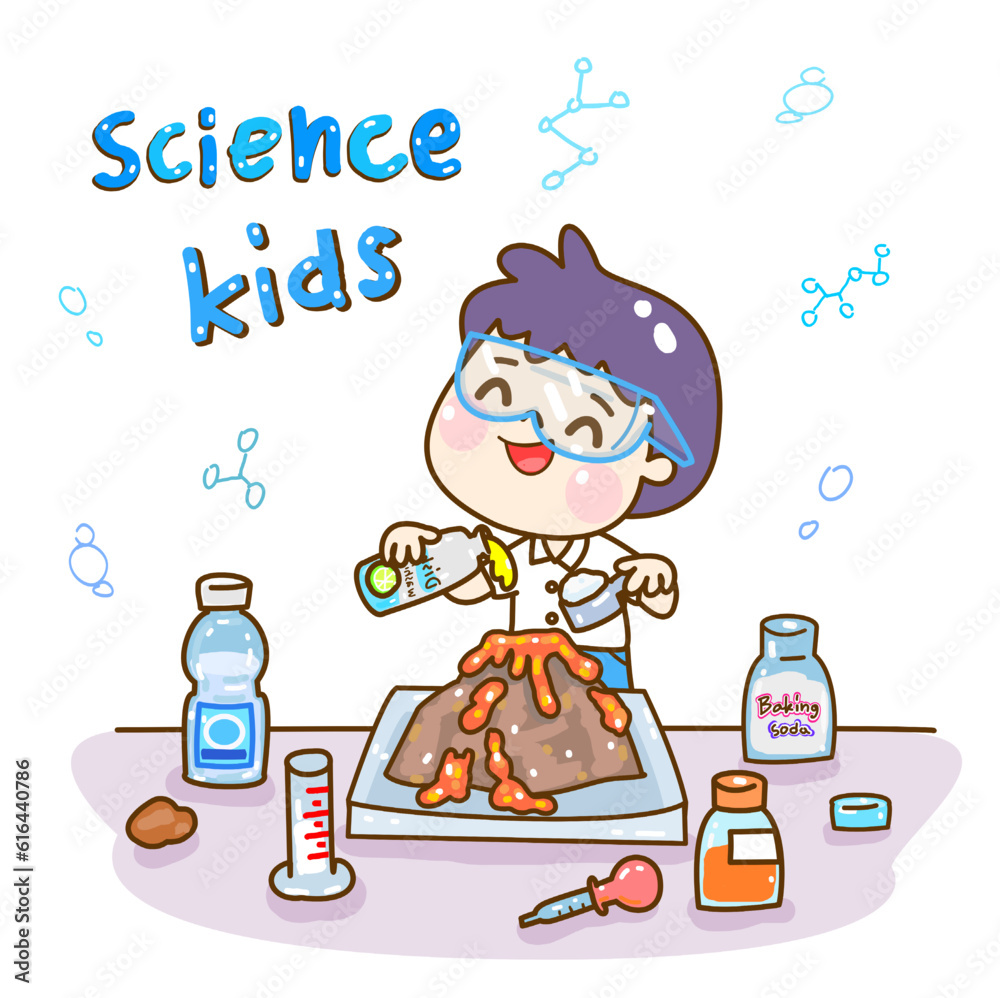 Cartoon kids learning science classroom. Stock Vector | Adobe Stock