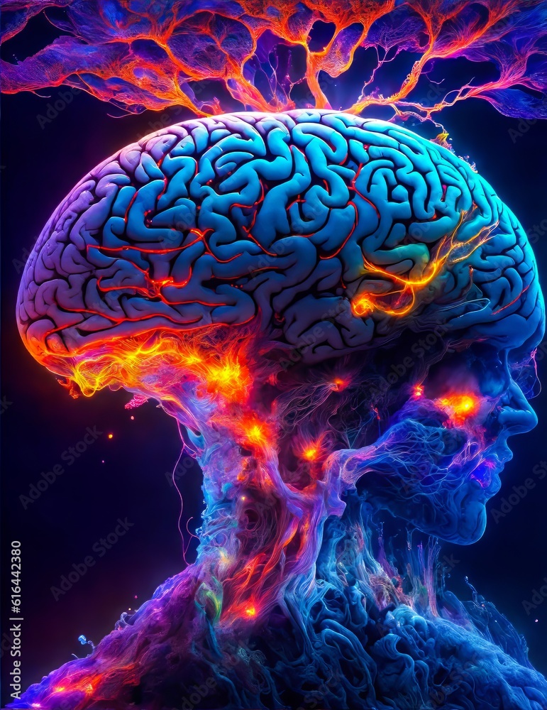 Brain Power. Anxiety Fighting Brain, Sending Thoughts Into the Cosmos ...