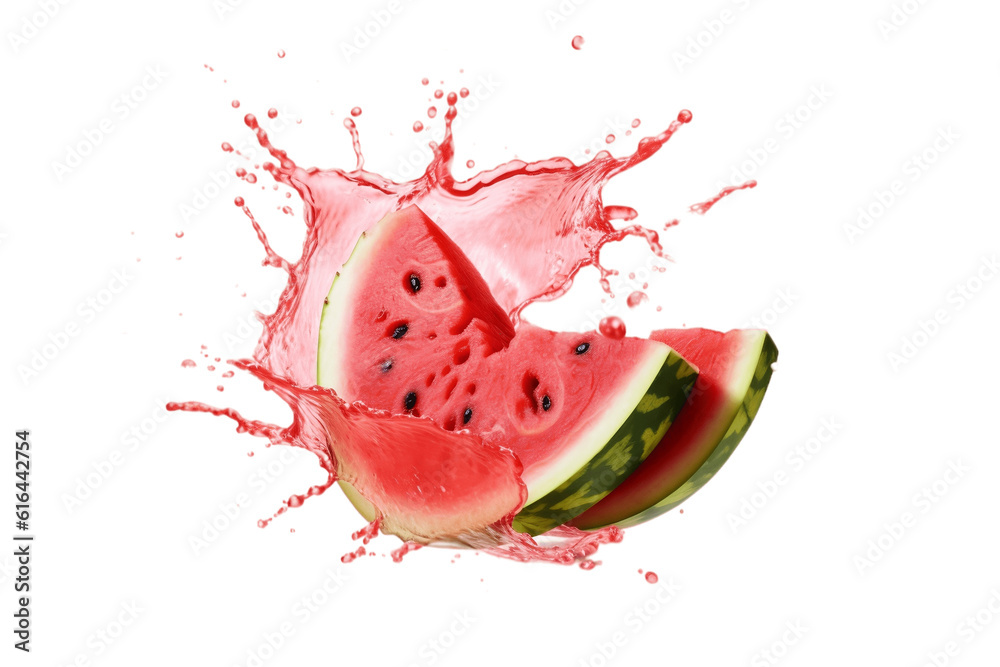 Watermelon with Juice Splash Isolated on Transparent Background. AI ...