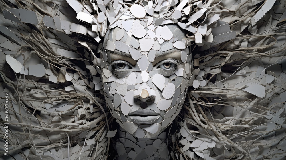 Artistic abstract, where a woman's face is transformed into a ...
