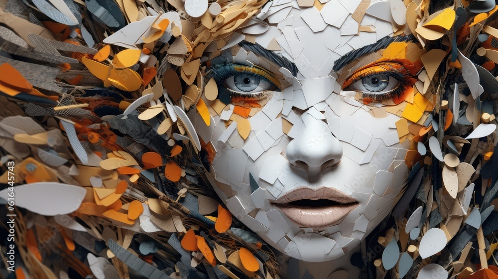 Artistic abstract, where a woman's face is transformed into a ...