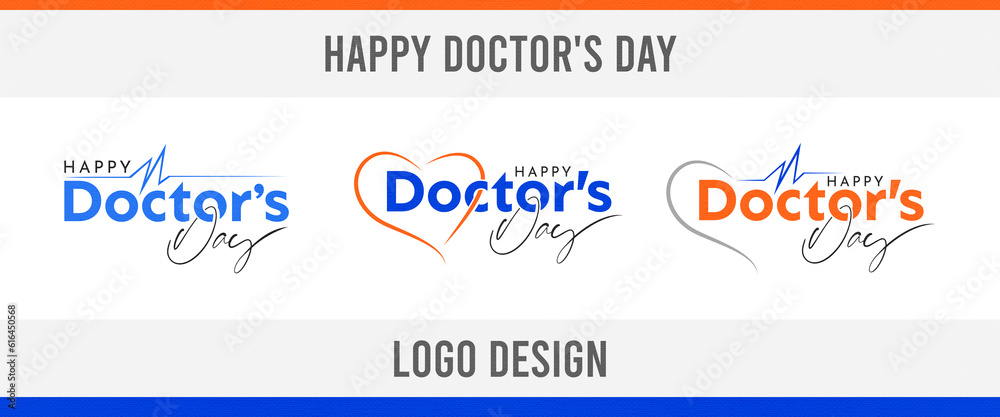 World, international, or national happy Doctor's Day flat logo design ...