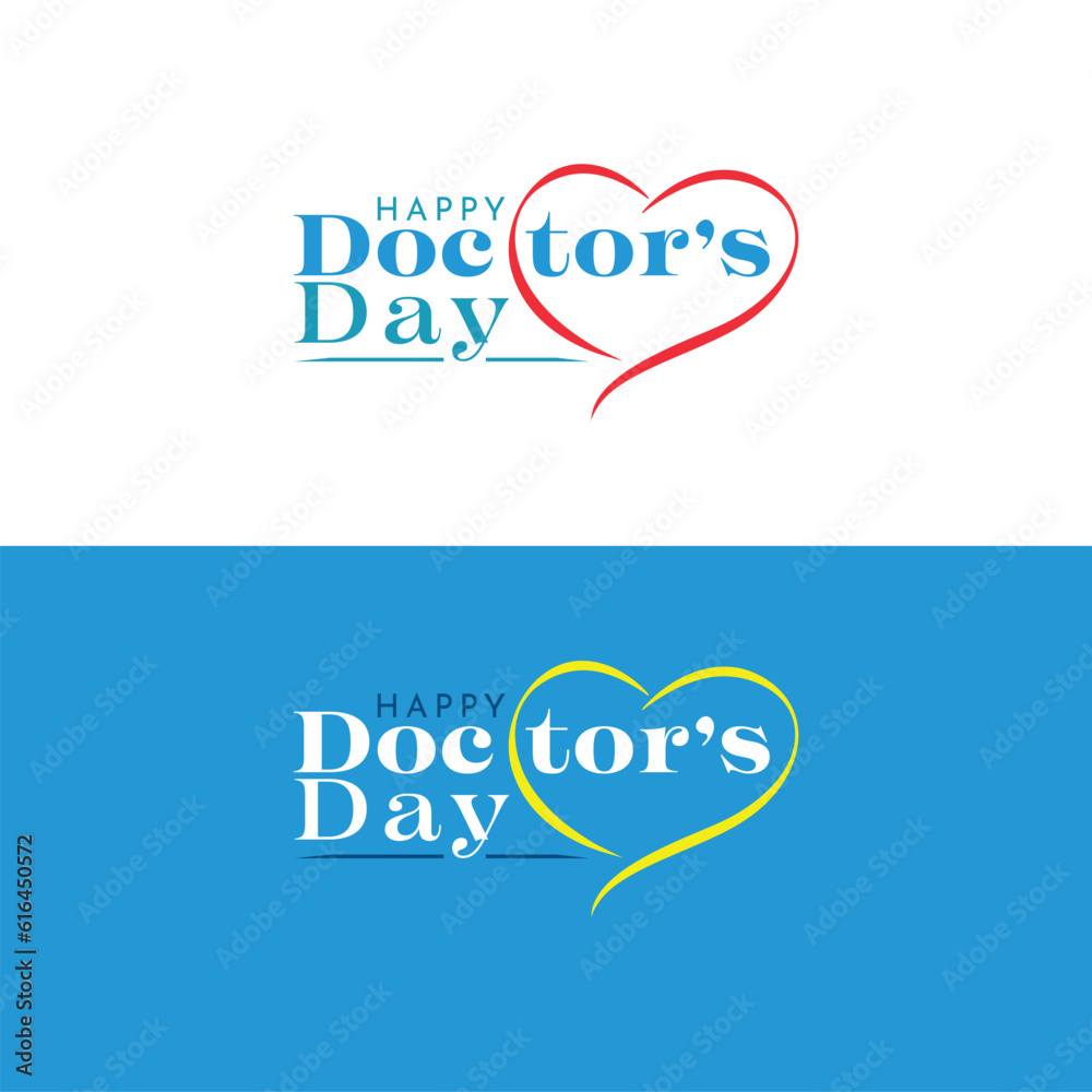 World, international, or national happy Doctor's Day flat vector logo ...
