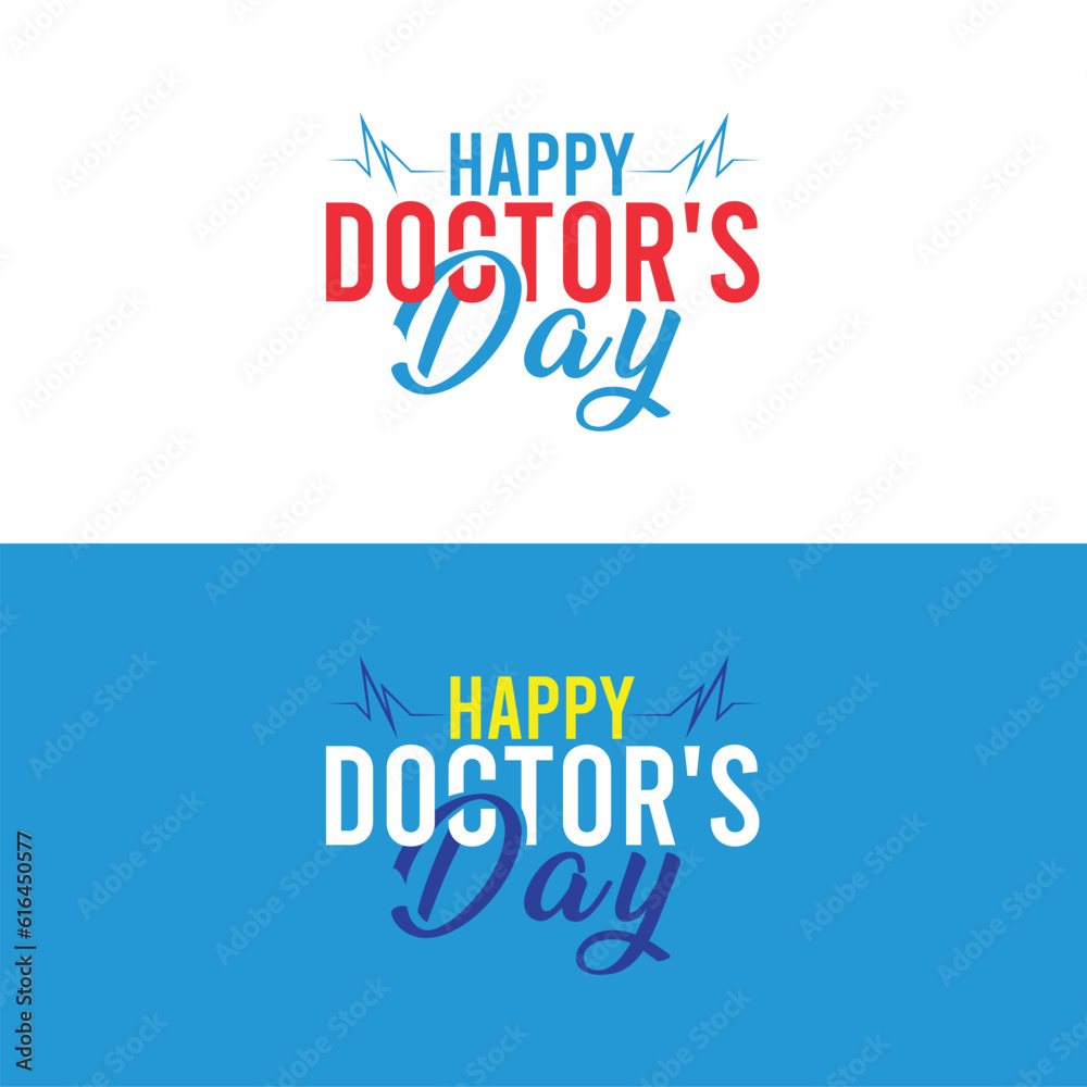 World, international, or national happy Doctor's Day flat vector logo ...