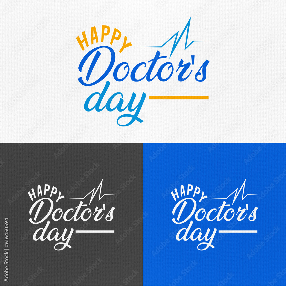 World, international, or national happy Doctor's Day flat logo design ...