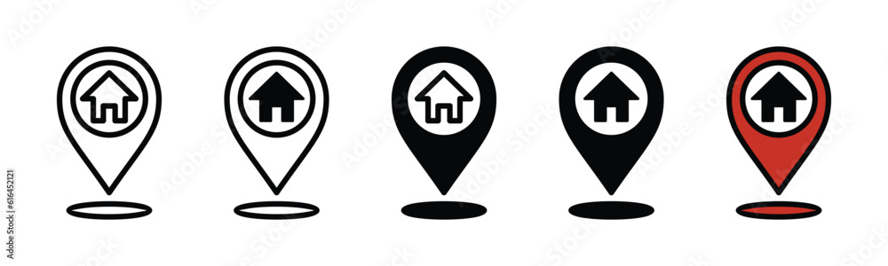 Address icons. Home address pin map location. Map pin location icons ...