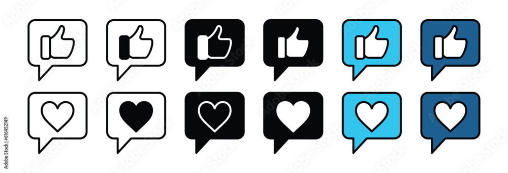 Good feedback and favorite icons set. Like and love icon buttons ...