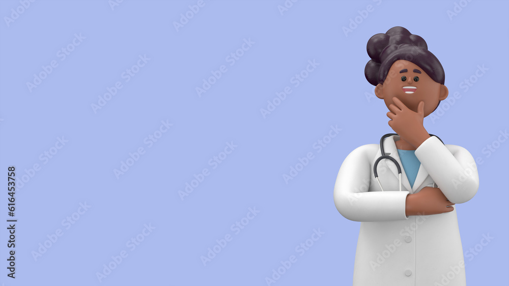 3D illustration of Female Doctor Juliet pondering making decision ...
