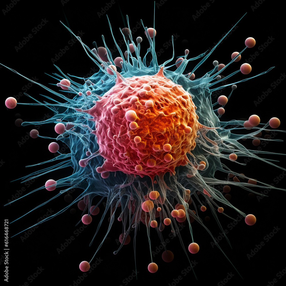 CANCER CELL generated with AI. Beautiful 3d image, microscopic focus ...