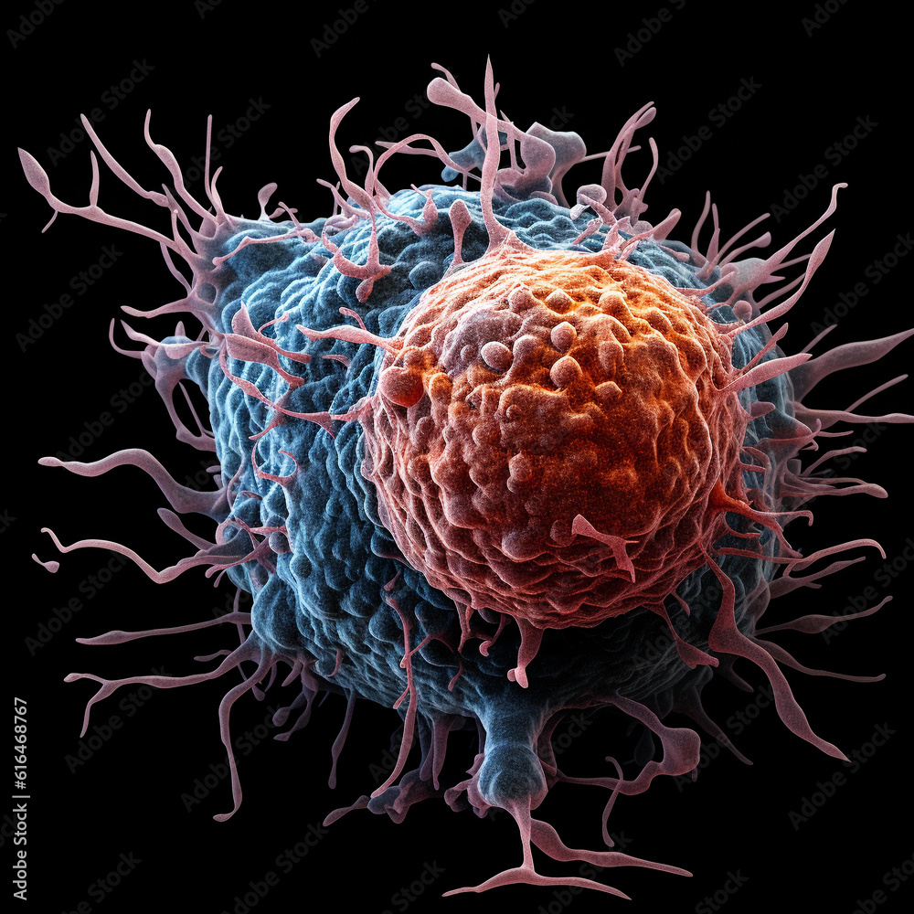 CANCER CELL generated with AI. Beautiful 3d image, microscopic focus ...