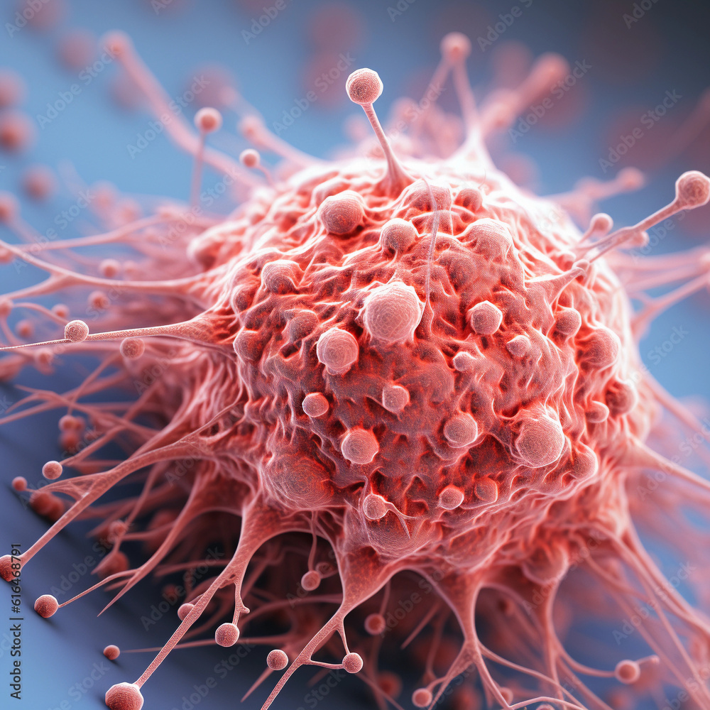 CANCER CELL generated with AI. Beautiful 3d image, microscopic focus ...