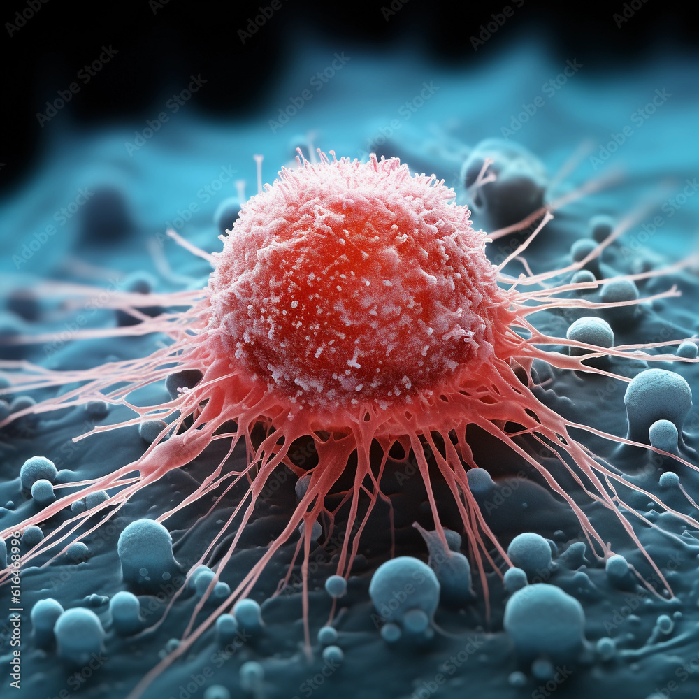CANCER CELL generated with AI. Beautiful 3d image, microscopic focus ...