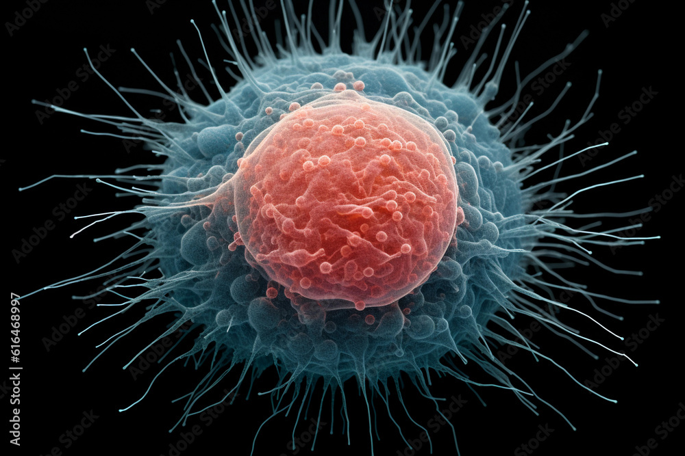 CANCER CELL generated with AI. Beautiful 3d image, microscopic focus ...