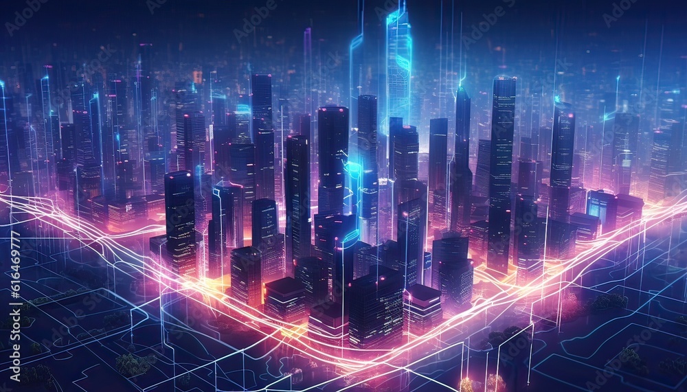 Generative AI illustration of high-speed internet connection visualized ...