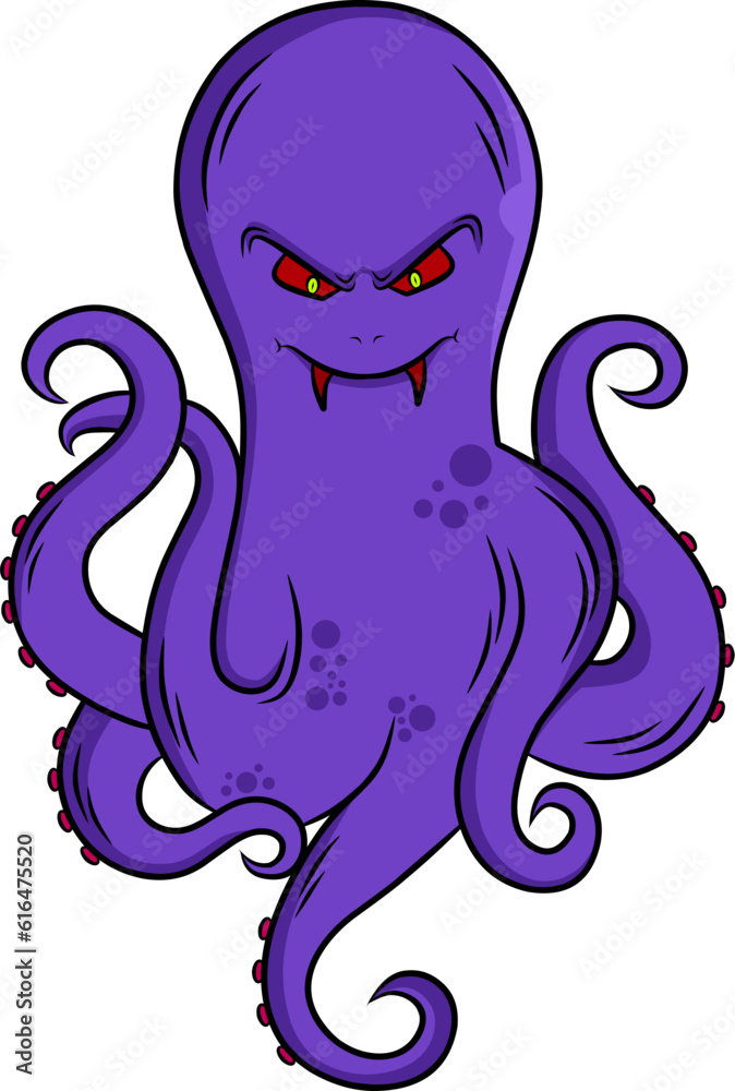 scarry octopus cartoon vector illustration Stock Vector | Adobe Stock