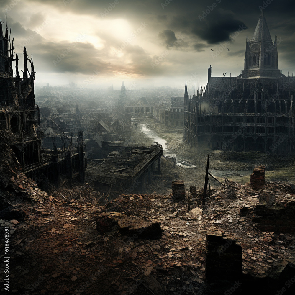postwar city collapse, postwar world collapse, civil war, war Stock ...