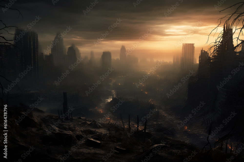 Photo & Art Print postwar city collapse, postwar world collapse, civil ...