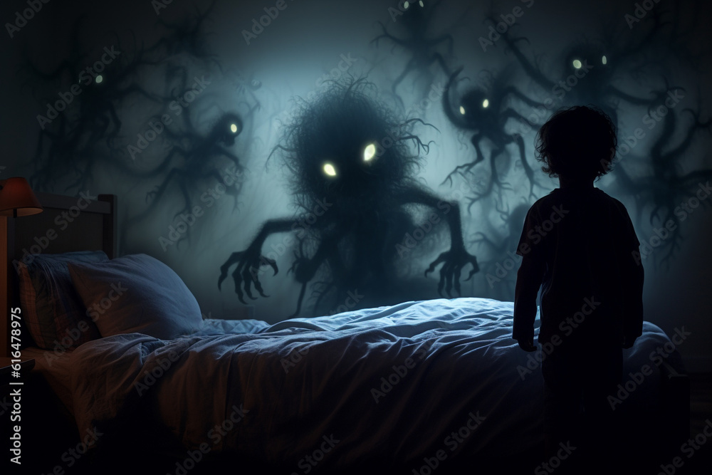 Nightmares, bad dreams. Terrible, scared, fear, unhappy, spooky, creepy ...