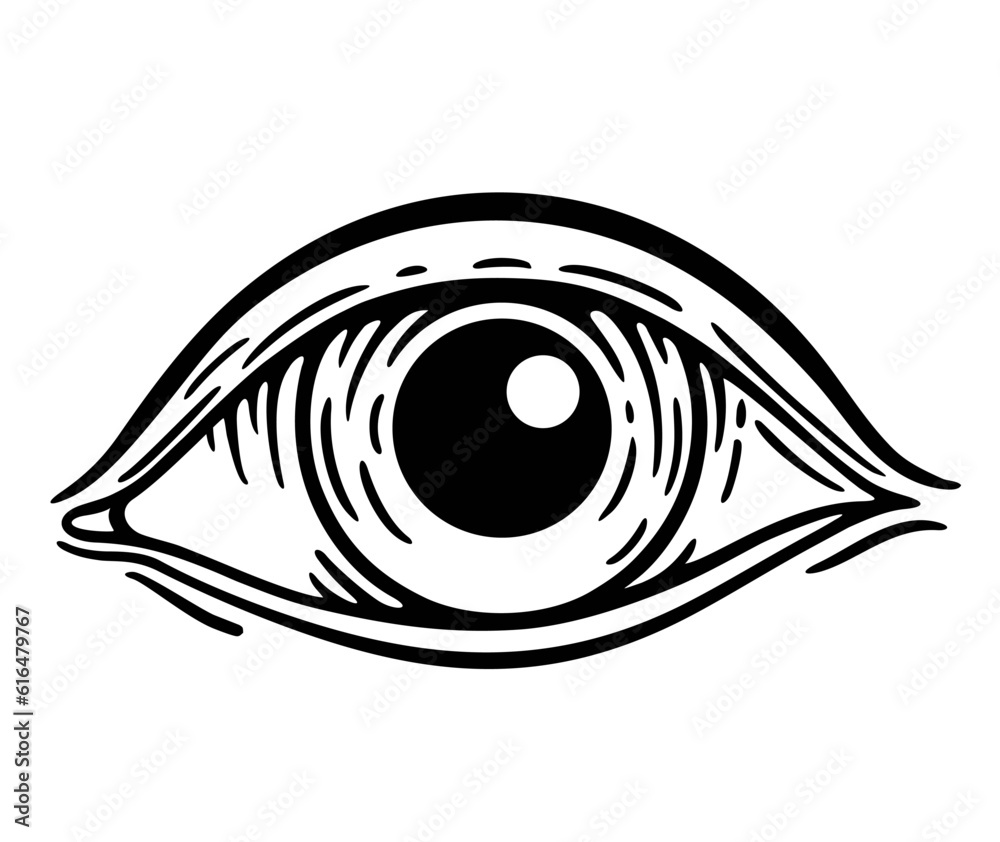 Vector illustration of human eye in engraved style. Eye of Providence ...