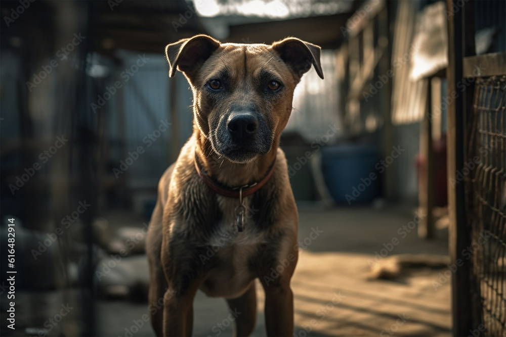 Portrait of a angry guard dog.Front view.Created with generative ai ...