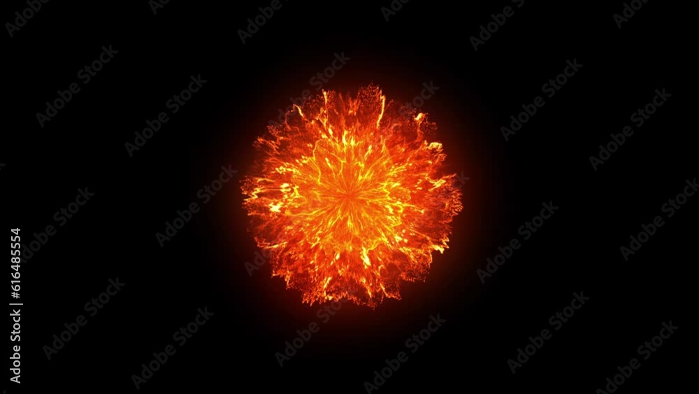 Bright glowing multiple fire explosions. Abstract particle backdrop ...