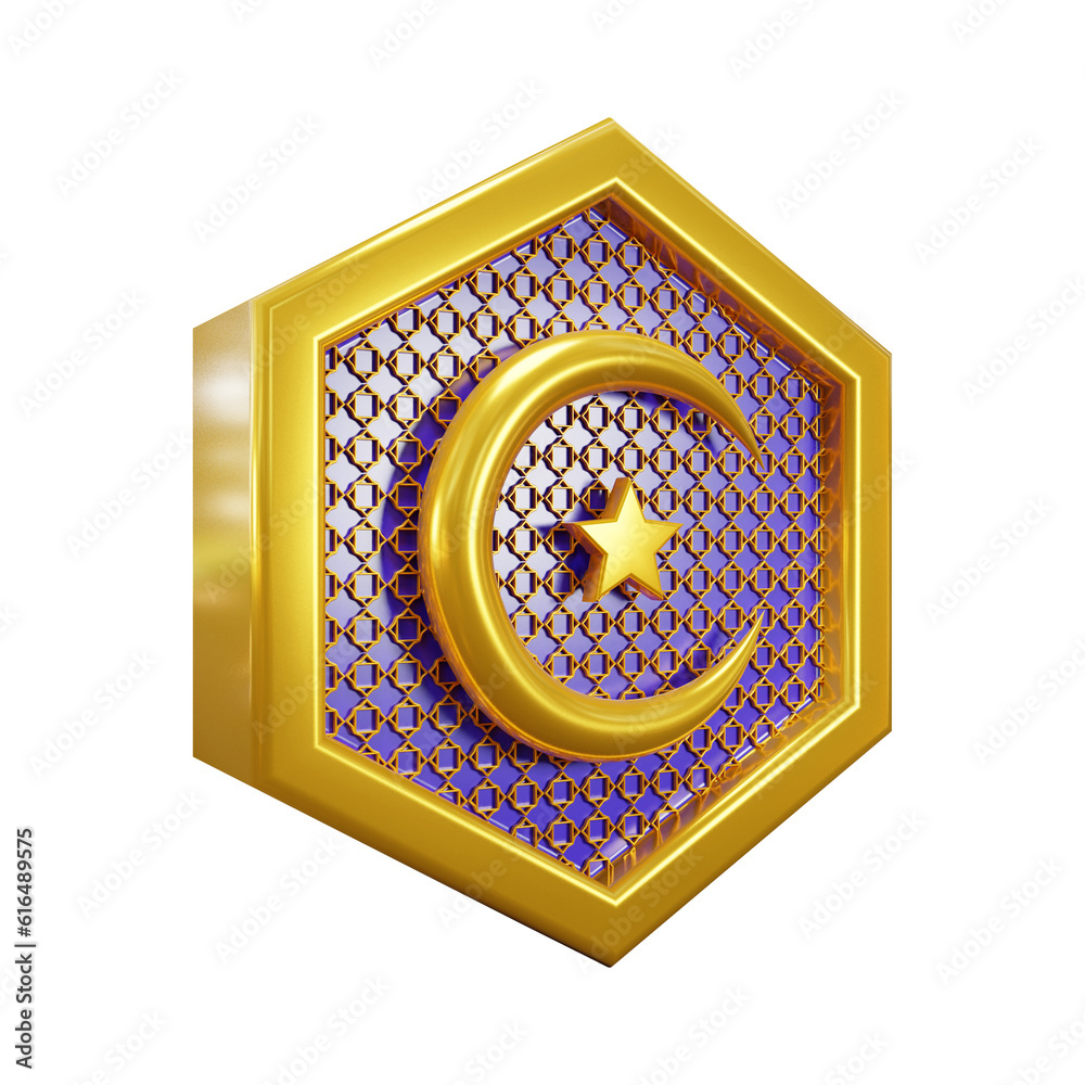 islamic frame with realistic islamic pattern and moon and star Stock ...
