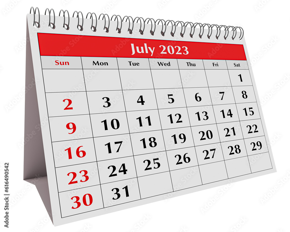 Page of the annual business desk monthly calendar isolated. Date ...