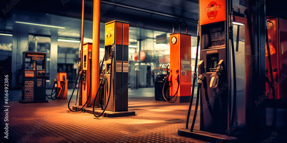 fuel station with nozzles and petrol pumps Stock Illustration | Adobe Stock