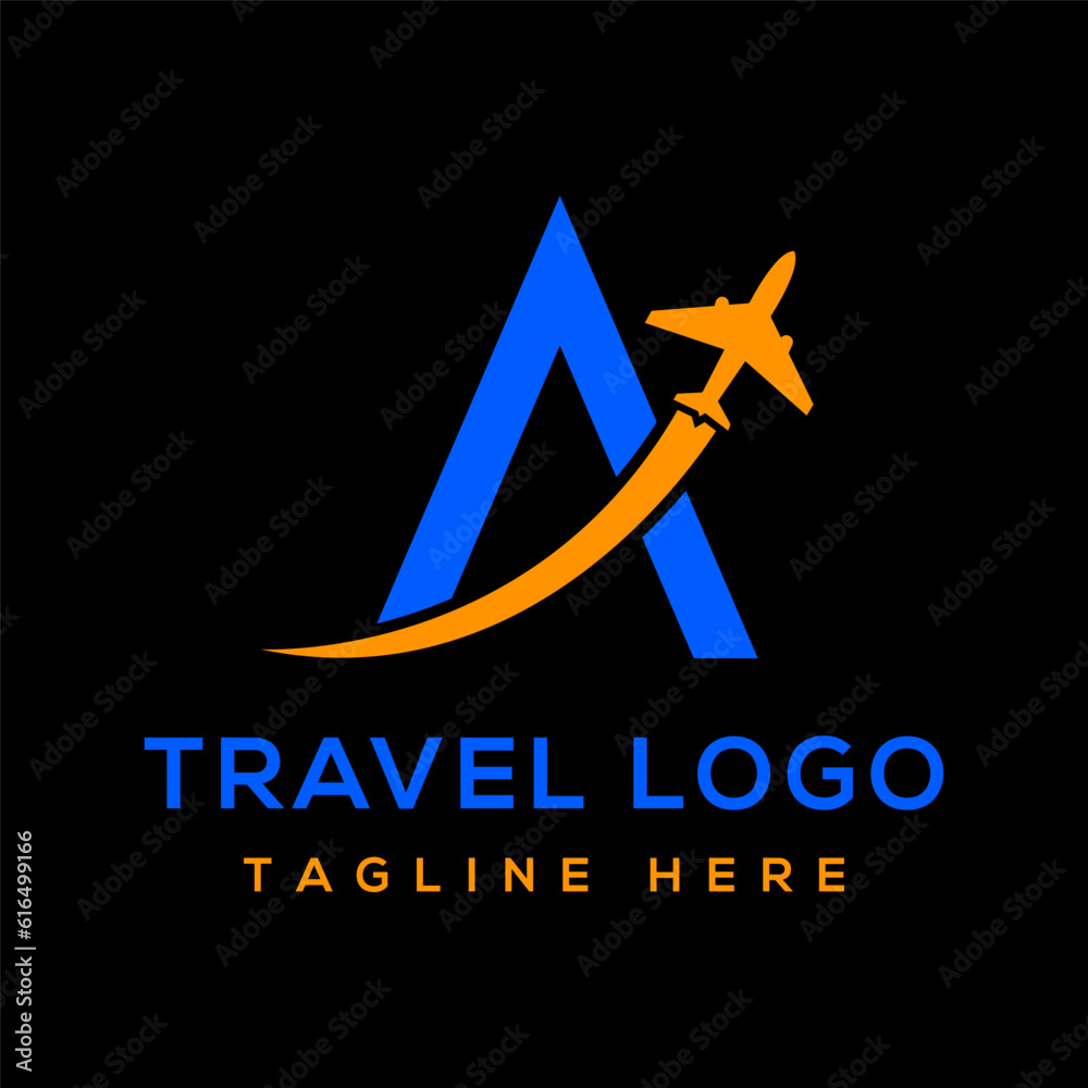 Initial letter a with airplane logo design. airline, airplane, travel ...