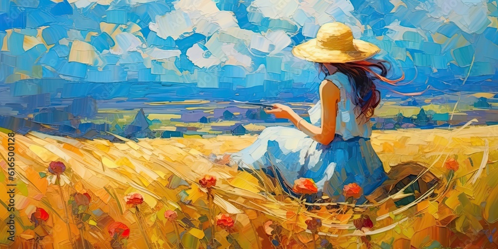 Anime impressionism with this stunning artwork. A picturesque grassy ...