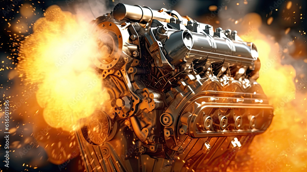 V8 Engine With Explosion Stock Illustration | Adobe Stock