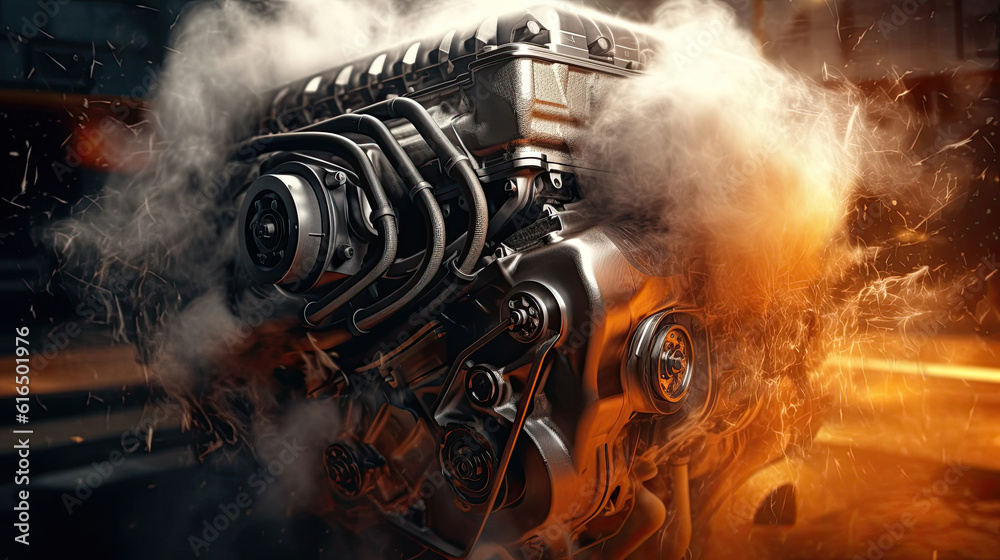 V8 Engine With Explosion Stock Illustration | Adobe Stock