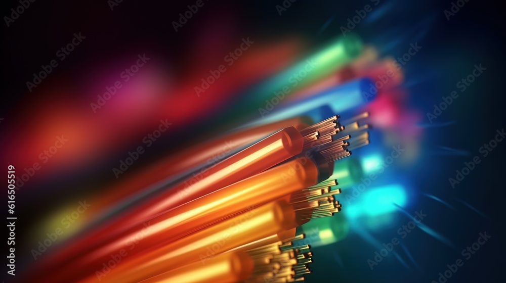 Technology background with multicolored fiber optic cables. Concept of ...