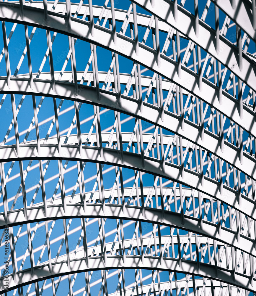 Valencia, Spain: details of Umbracle terrace structure signed by the ...