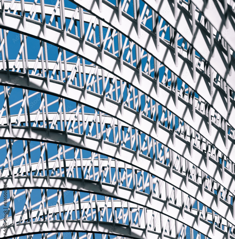 Valencia, Spain: details of Umbracle terrace structure signed by the ...