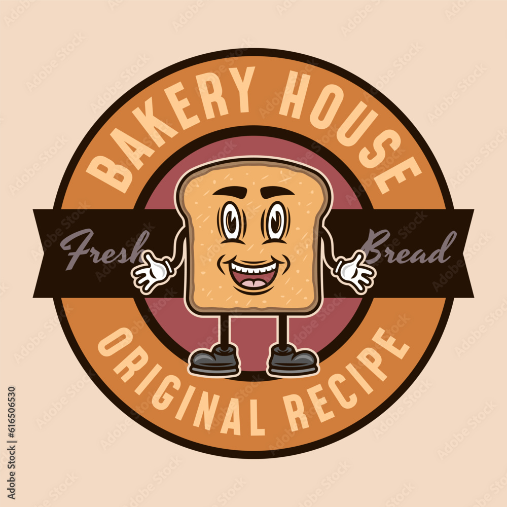 Bread slice smiling cartoon character with hands and legs vector ...