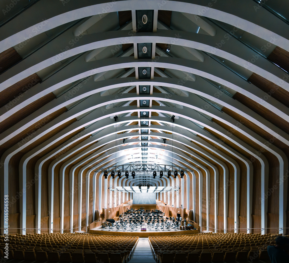 Valencia, Spain: auditorium hall of the Palau de Les Artes is an opera ...
