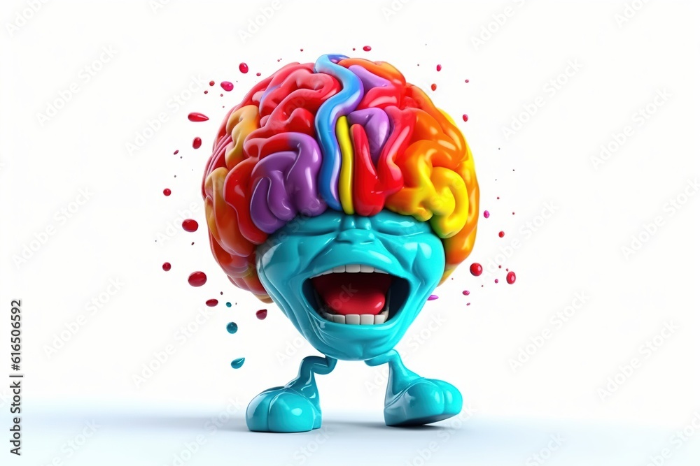 Brain. Cute cartoon healthy human anatomy internal organ character set ...