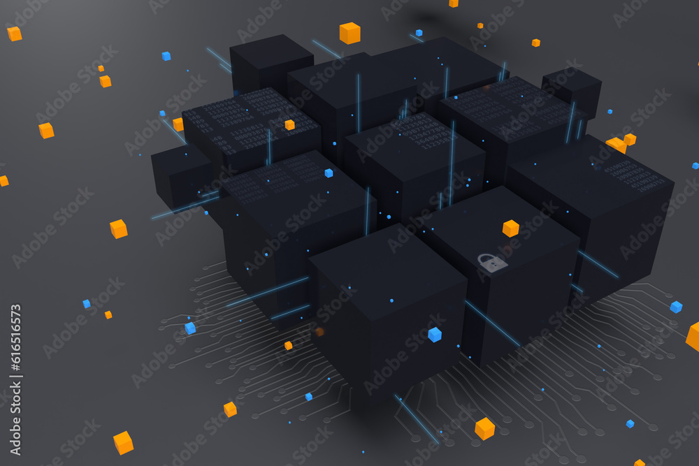 Cubos de flujos de información en redes globales digitales. Blockchain ...