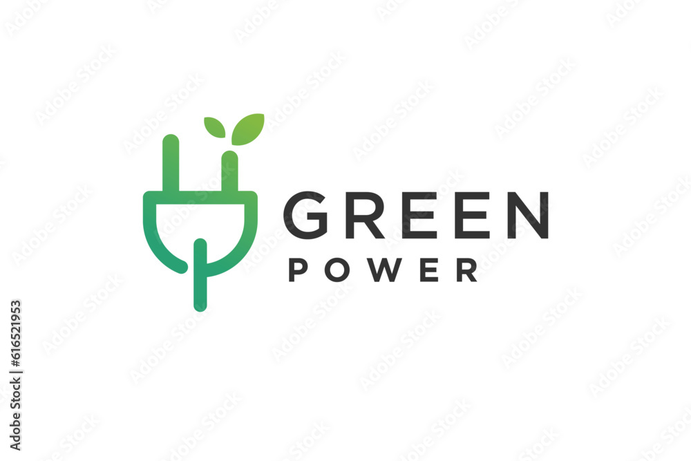 Green power logo design with modern creative concept idea Векторный ...