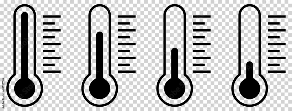 Temperature symbol set. Vector illustration isolated on transparent ...